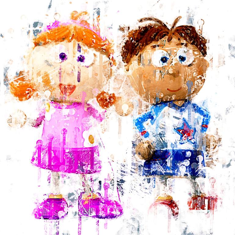 Cartoon Tallulah and Tommy character painting watercolor animation ...
