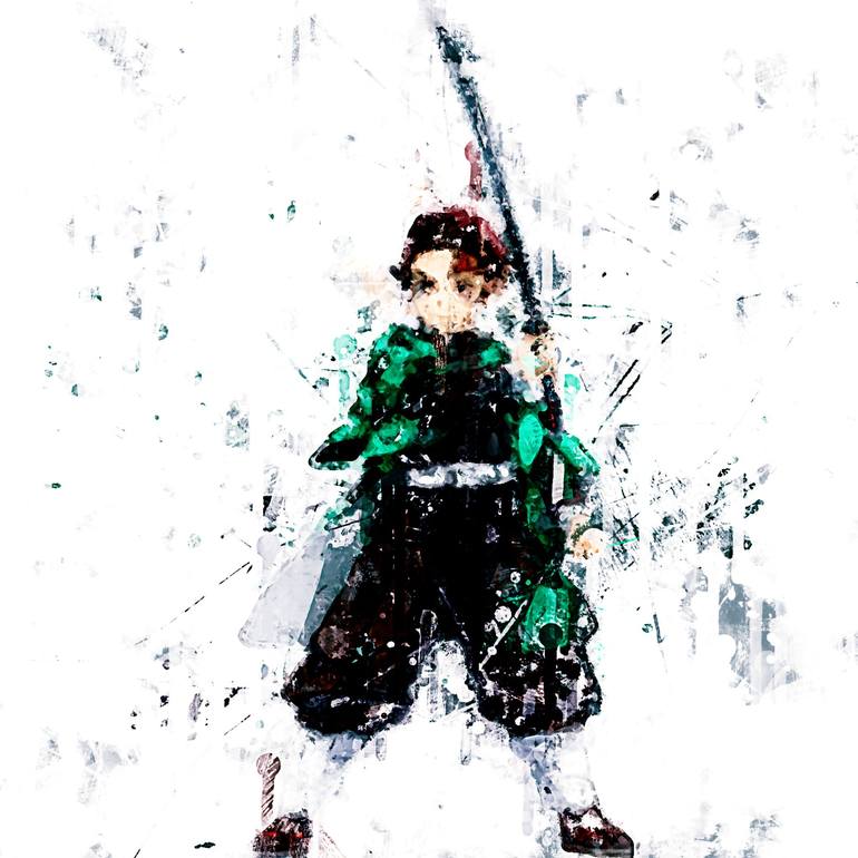 Cartoon Tanjiro Kamado Demon Slayer character painting watercolor ...