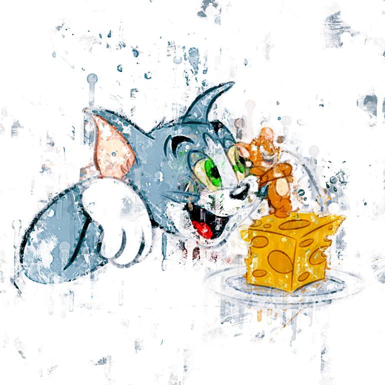 Cartoon Tom and Jerry Cheese character painting watercolor animation ...