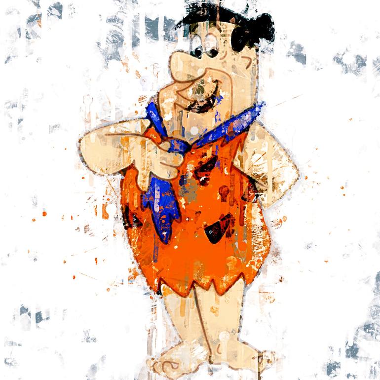 Cartoon The Flintstones Fred character painting watercolor animation ...