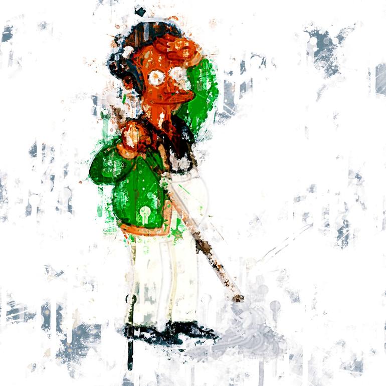 Cartoon The Simpsons character Apu cleaning character painting ...