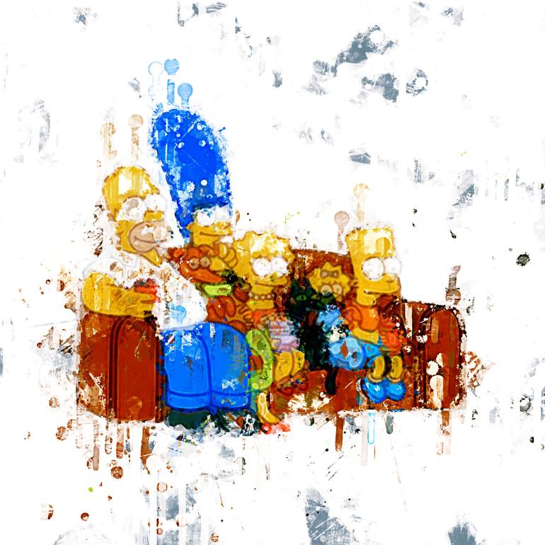 Cartoon The Simpsons Family TV Night character painting watercolor ...