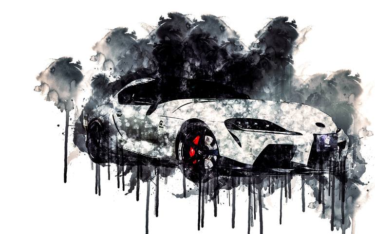 Car Design Toyota GR Supra 2020 1 cars automobile watercolor painting ...