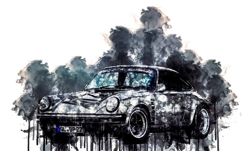 Car 1986 DP Motorsport Porsche 911 Sleeper 1 cars automobile watercolor ...