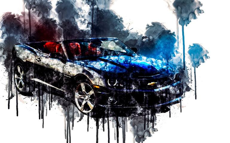 Cars 2011 Chevrolet Camaro Convertible 1 car watercolor automobile ...