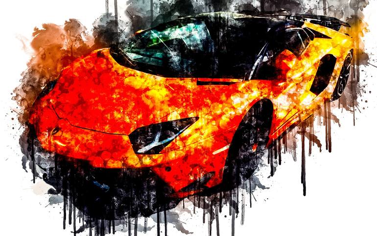 Cars 2013 Lamborghini Aventador Roadster SV By DMC 1 car watercolor ...