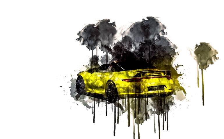 Cars 2014 Techart Porsche 911 Targa 4S 2 1 car watercolor automobile ...