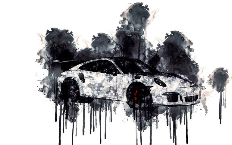 Cars 2016 Porsche 911 GT3 RS Carbon TechArt 1 car watercolor automobile ...
