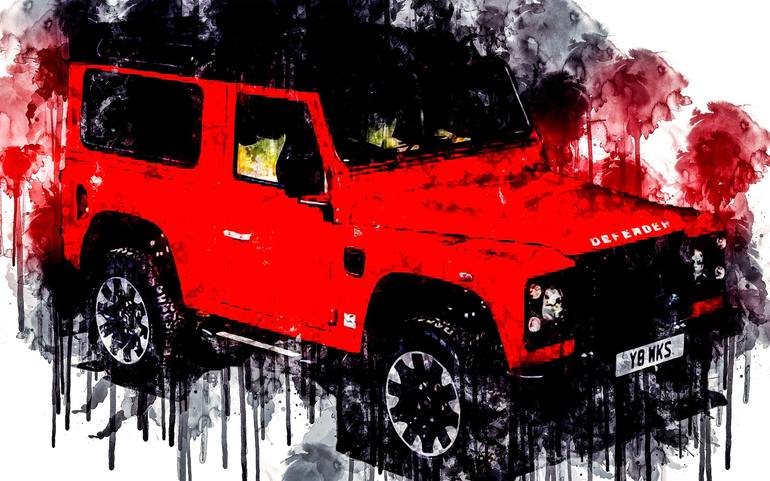 Car 2018 Land Rover Defender 90 Works V8 1 cars watercolor painting ...