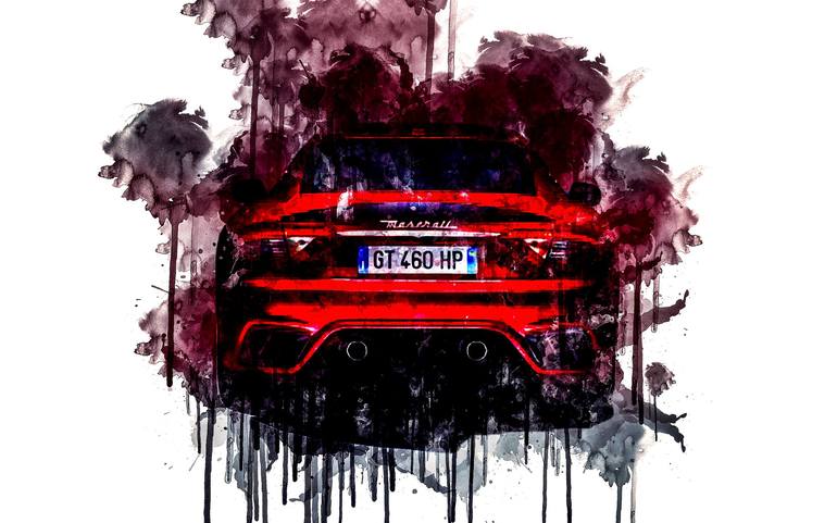 Car 2018 Maserati GranTurismo 2 1 cars watercolor painting colorful art ...
