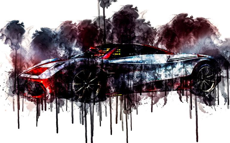 Car 2018 Pagani Huayra Lampo 3 1 cars watercolor painting colorful art ...