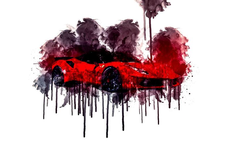 Car 2018 Pogea Racing FPlus Corsa Ferrari 488 GTB 3 1 cars watercolor ...