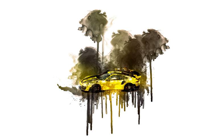 Car 2018 Porsche 911 GT2 RS 1 cars watercolor painting colorful art ...