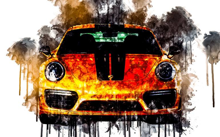 Car 2018 Porsche 911 Turbo S Exclusive Series 1 cars watercolor ...