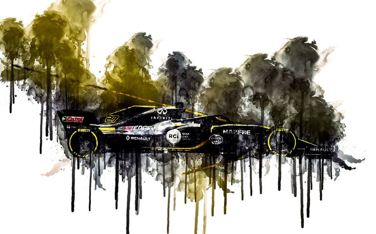 Car 2018 Renault RS18 F1 Formula 1 Car 3 1 cars watercolor painting ...