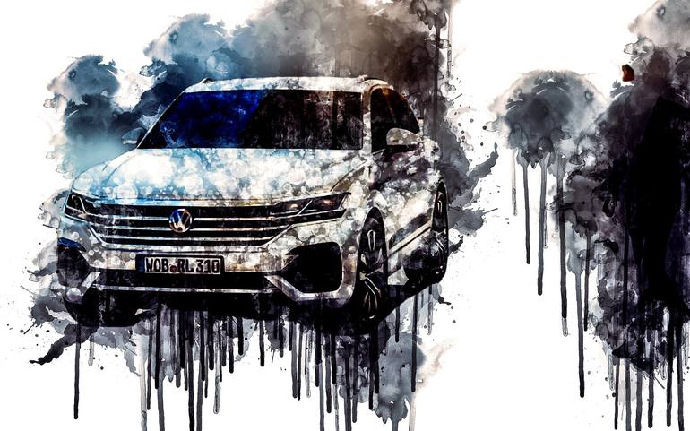 Car 2018 Volkswagen Touareg V6 TDi R Line 2 1 cars watercolor painting ...