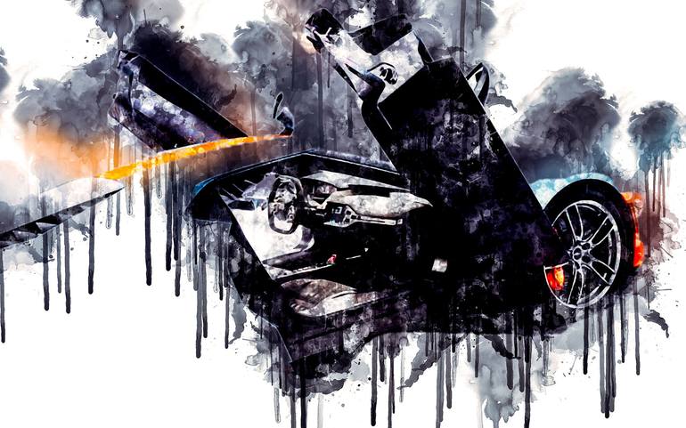 Car 2019 Ford GT Heritage Edition 1 cars watercolor painting colorful ...