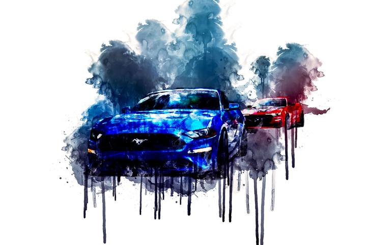 Car 2019 Ford Mustang GT Performance Pack 1 cars watercolor painting ...
