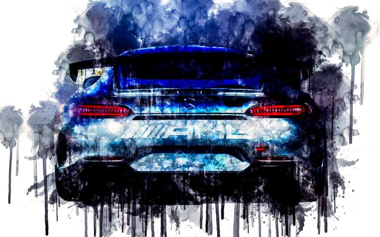 Car 2019 Mercedes AMG GT4 2 1 cars watercolor painting colorful art ...