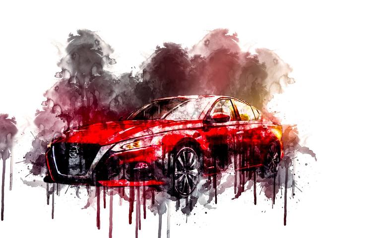 Car 2019 Nissan Altima Platinum Edition ONE 1 cars watercolor painting ...