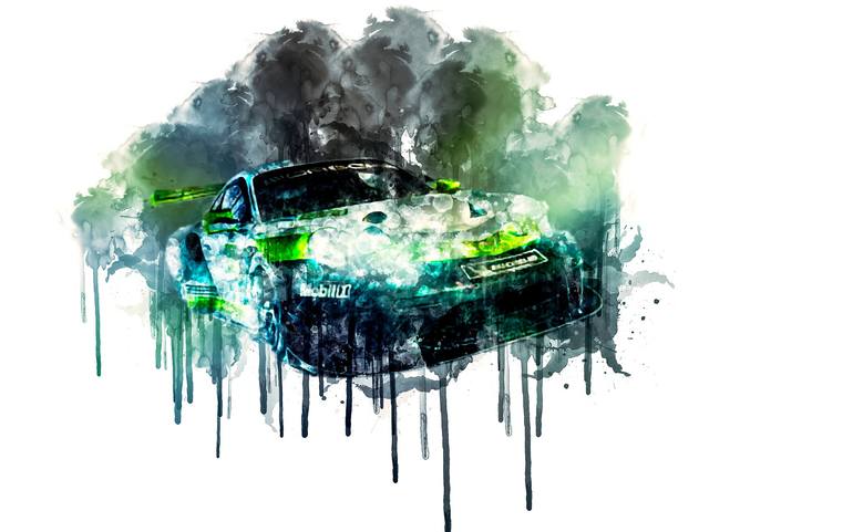 Car 2019 Porsche 911 GT3 R 2 1 cars watercolor painting colorful art ...