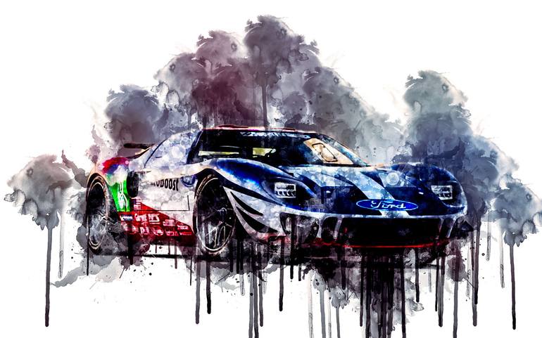 Car 2019 Superformance Future Ford GT40 1 cars watercolor painting ...
