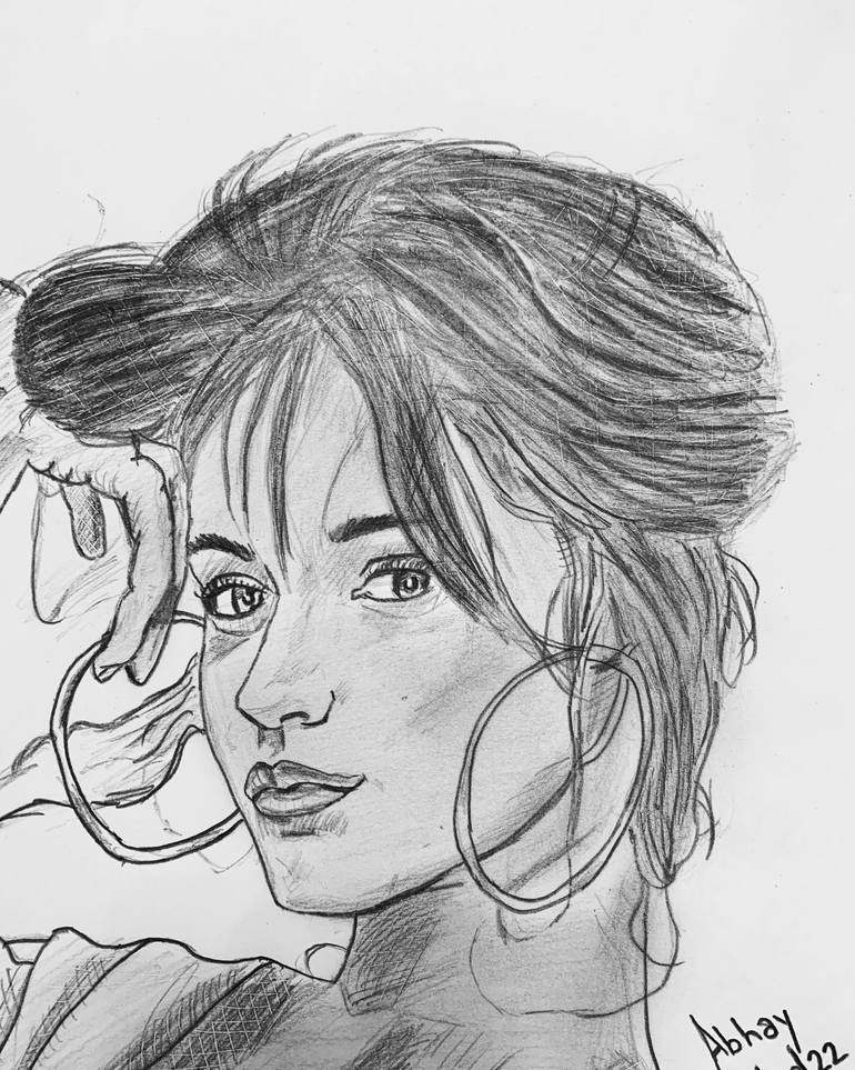 Hand Made Sketch-Camilla Cabello Drawing by Abhay Attery | Saatchi Art
