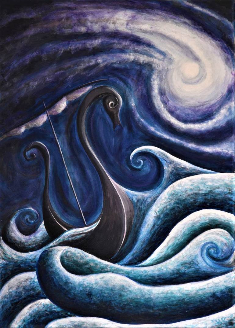 Sven, Tall but Small Longship Painting by Malcolm Sutherland | Saatchi Art