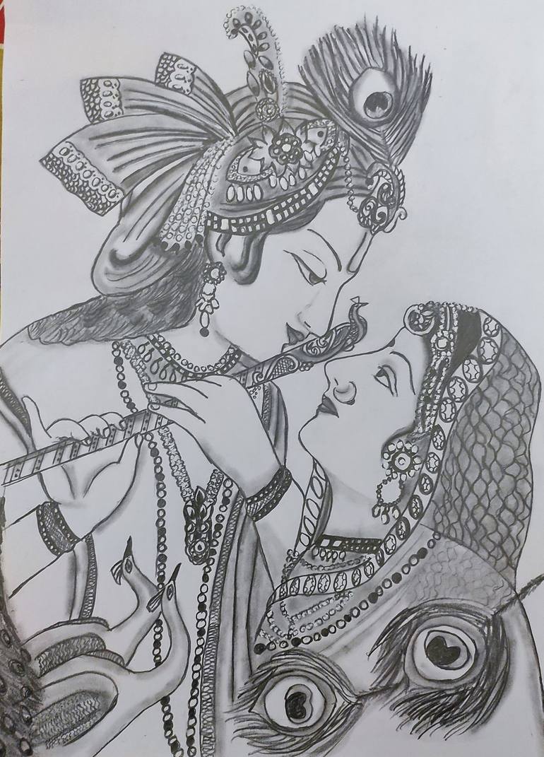 Radhe krishna Drawing by namra sheth | Saatchi Art