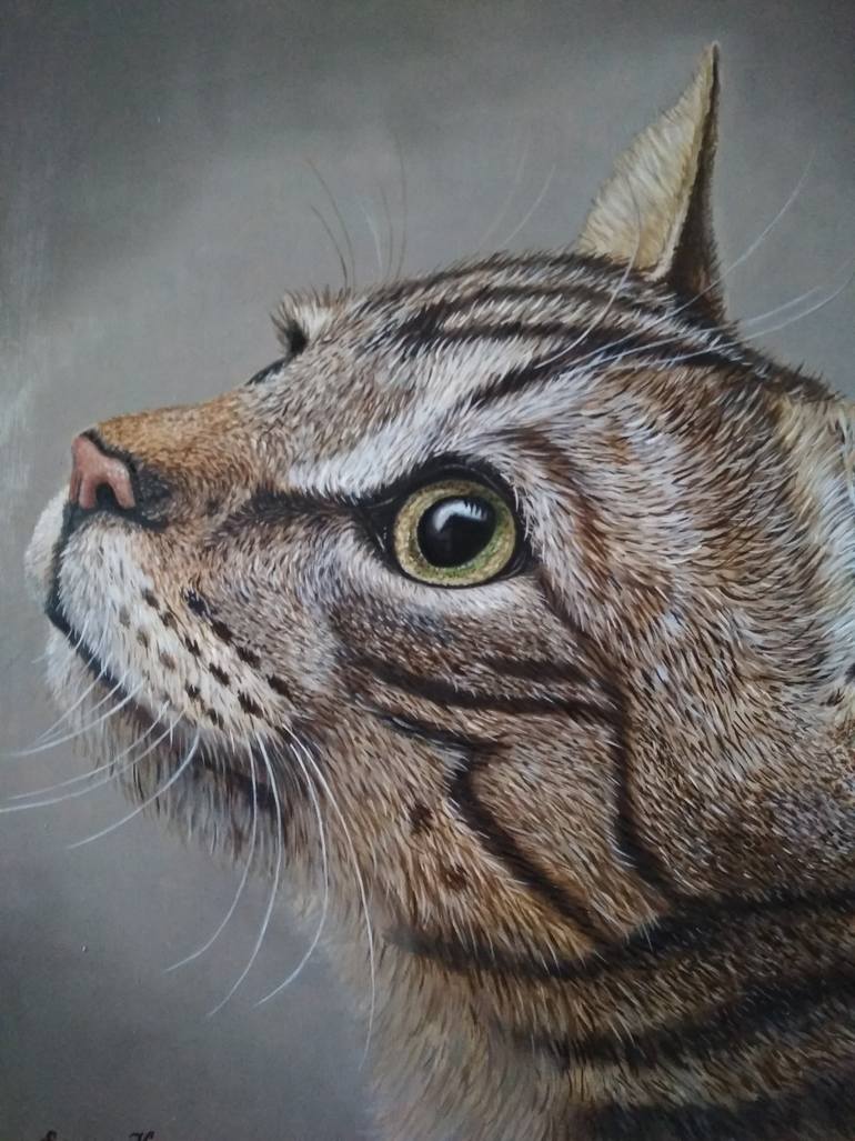 Portrait of a domestic cat Feline look Painting by Elena Kozyutenko ...