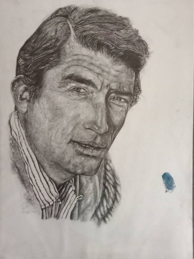 Portrait of Gregory Peck Drawing by Soumya Saha | Saatchi Art