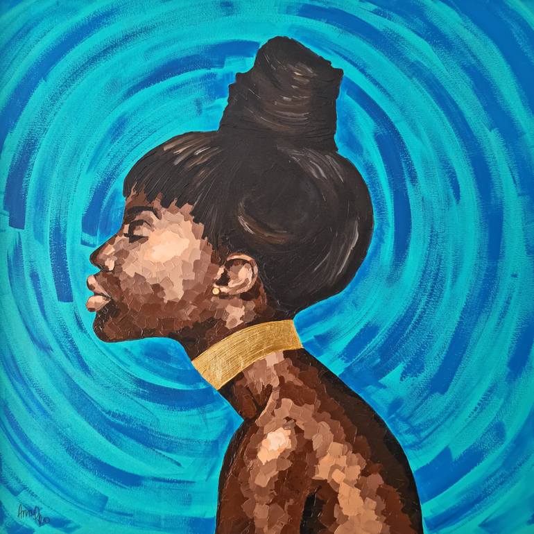 BLACK GOLD - original acrylic painting, home decor, beautiful girl ...