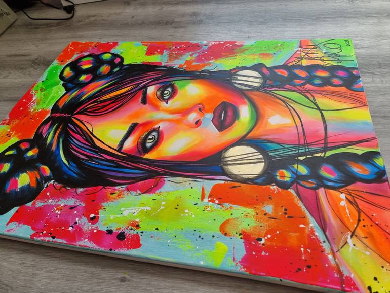 SHE IS THE SUN - original acrylic painting, bright artwork Painting by ...