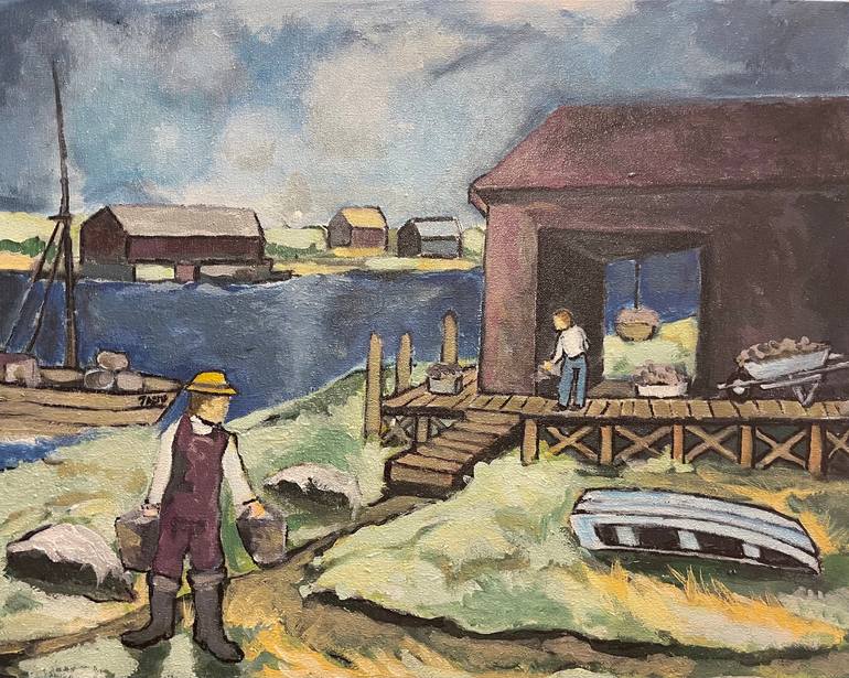 The Fish Market (MAKE OFFER!) Painting by John Ehrenfeld | Saatchi Art