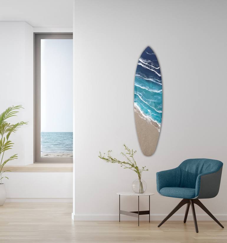 Surfboard - Commission only “Surfing Paradise” Mixed Media by Annette ...