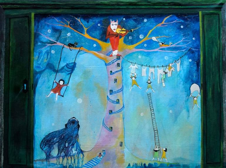 Devil in wardrobe Painting by Barbara Mroz | Saatchi Art