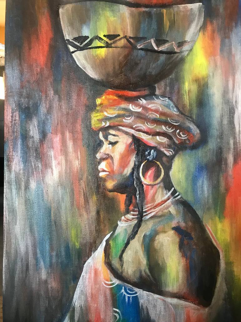 Calabash woman Painting by Kwaku Ntow | Saatchi Art