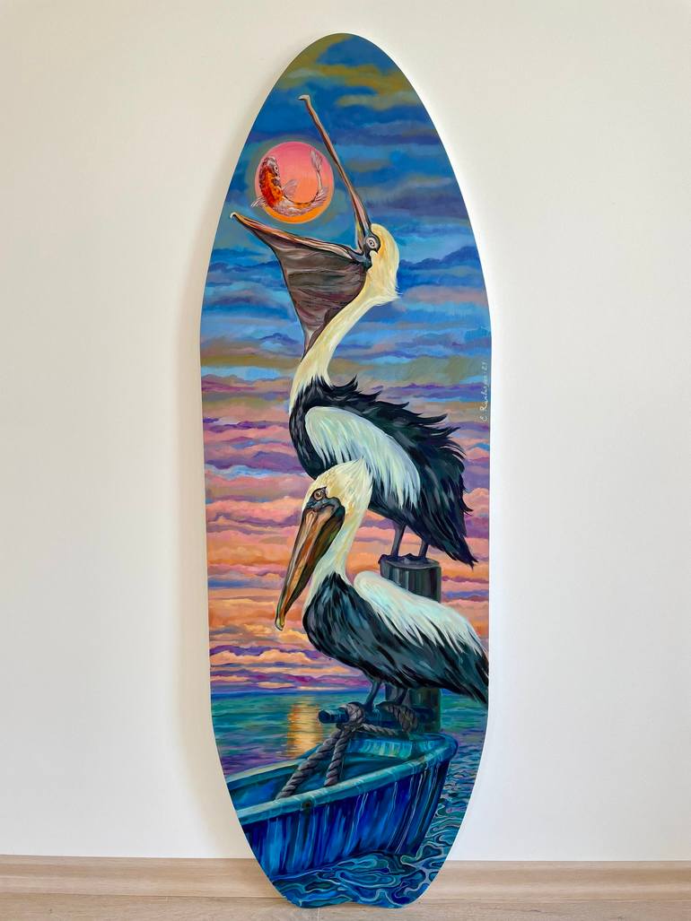 Pelicans Painting by Elena Ramburger | Saatchi Art