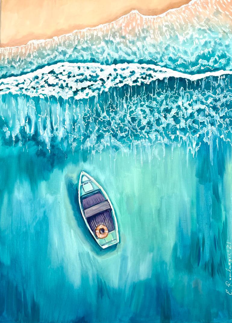 Lost boat Painting by Elena Ramburger | Saatchi Art