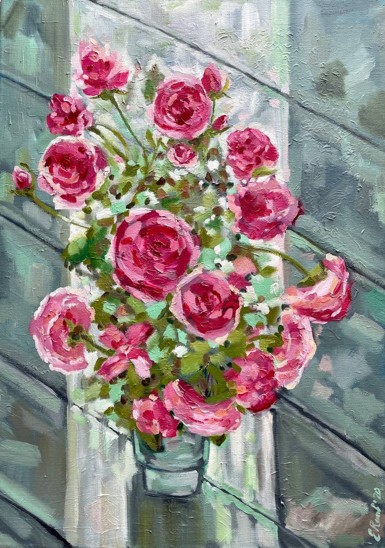 Morning roses Painting by Elena Ramburger | Saatchi Art