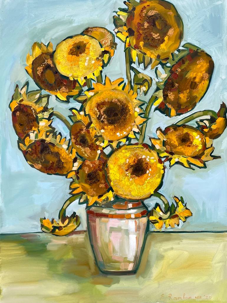 Van Gogh Sunflowers Painting by Elena Ramburger | Saatchi Art