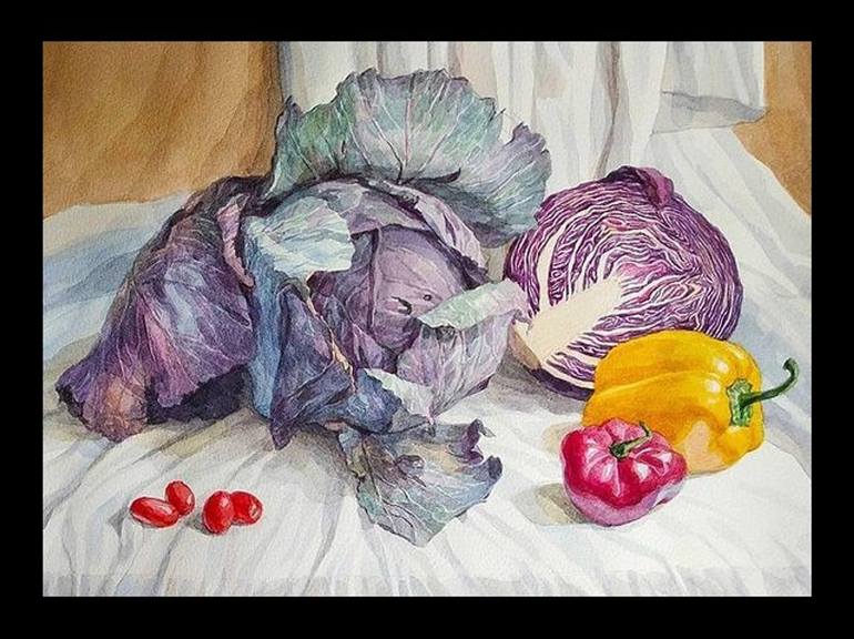 Purple Cabbage/Col Morada Painting by Irina Endorphineart | Saatchi Art