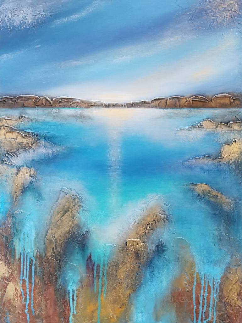 A large abstract seascape painting The transience of time from Silence ...