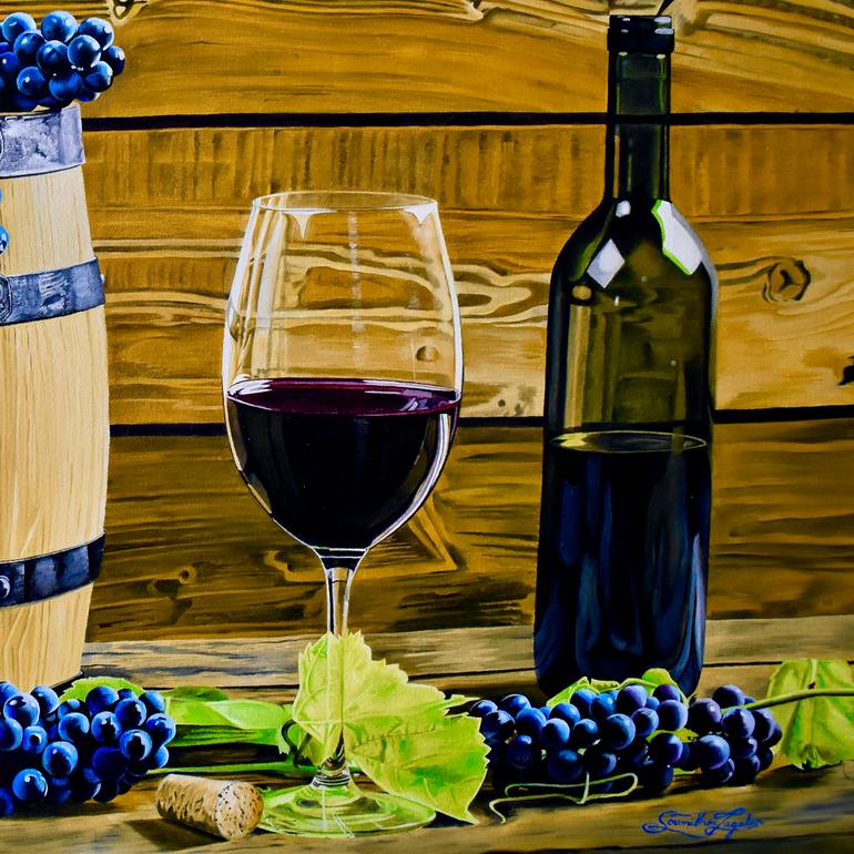 Red Wine Painting by Soumithri Jagalur | Saatchi Art