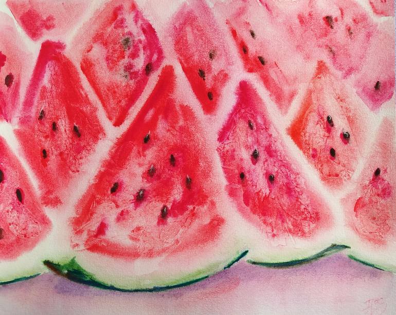 Watermelon Summer Still Life Painting by Elena Nizhegorodova | Saatchi Art