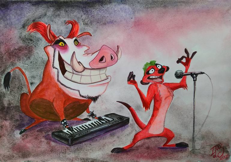 Das Ich Timon & Pumbaa Watercolor Painting by Elena Nizhegorodova ...