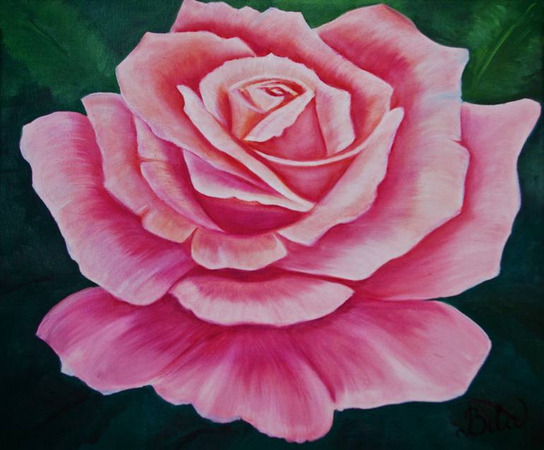Pink rose Painting by Iryna Bila | Saatchi Art