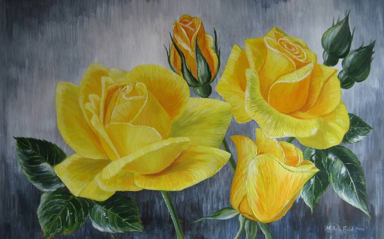 Fresh Golden Roses Painting by Michele Field | Saatchi Art