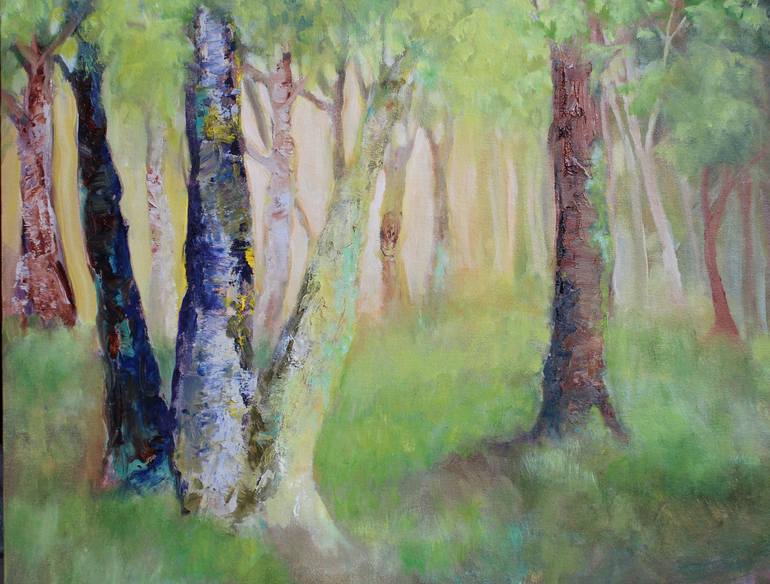 Fire on Fairway Trail Painting by Barbara DeMott | Saatchi Art