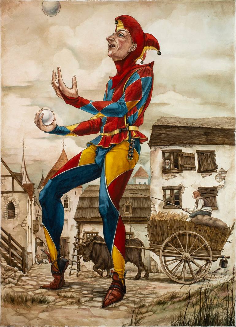 Wandering Artists. Harlequin (Triptych) Painting by Ekaterina Andersson ...